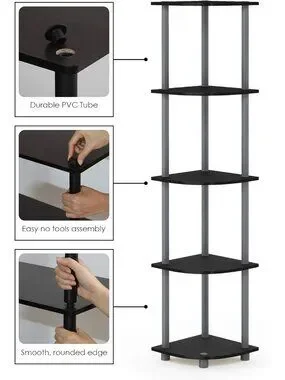 Accents | Turnntube Corner Shelf 5tier Corner Bookshelf Open Storage ...